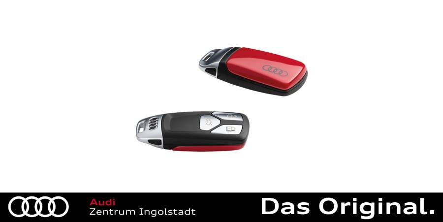 Original Audi Schlüsselblende rot metallic mit Audi Ringen, für ...